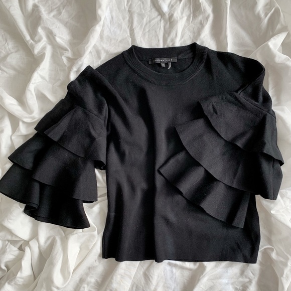 Endless Rose | Sweaters | Endless Rose Black Ruffle Sweater Nwot | Poshmark